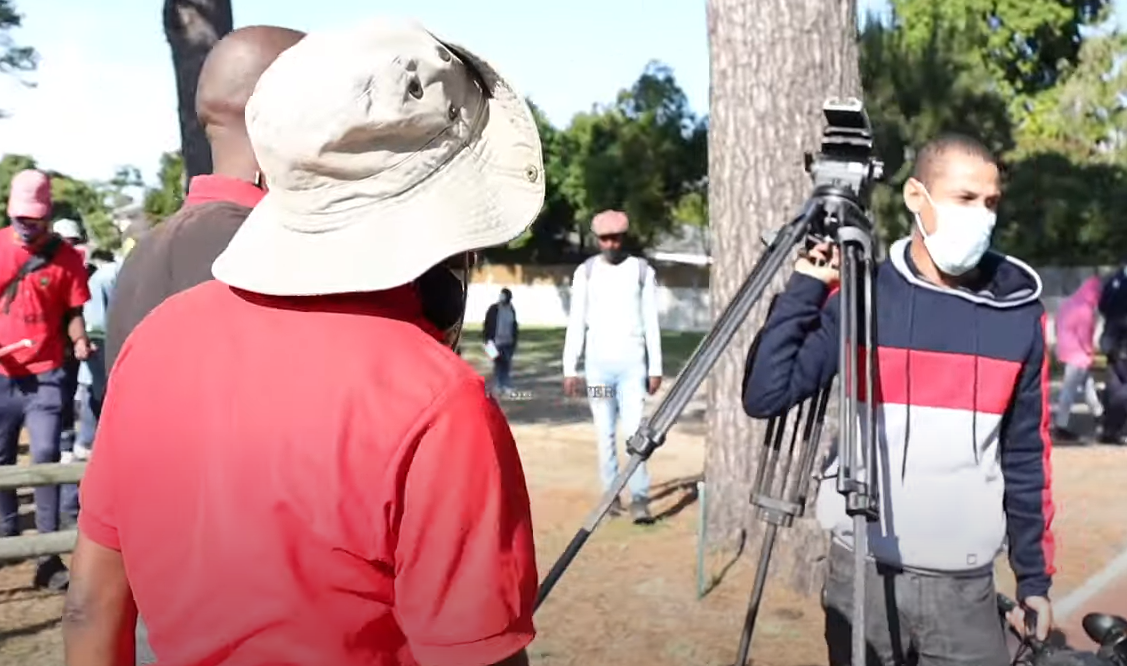 South African EFF party supporters block journalists from covering ...