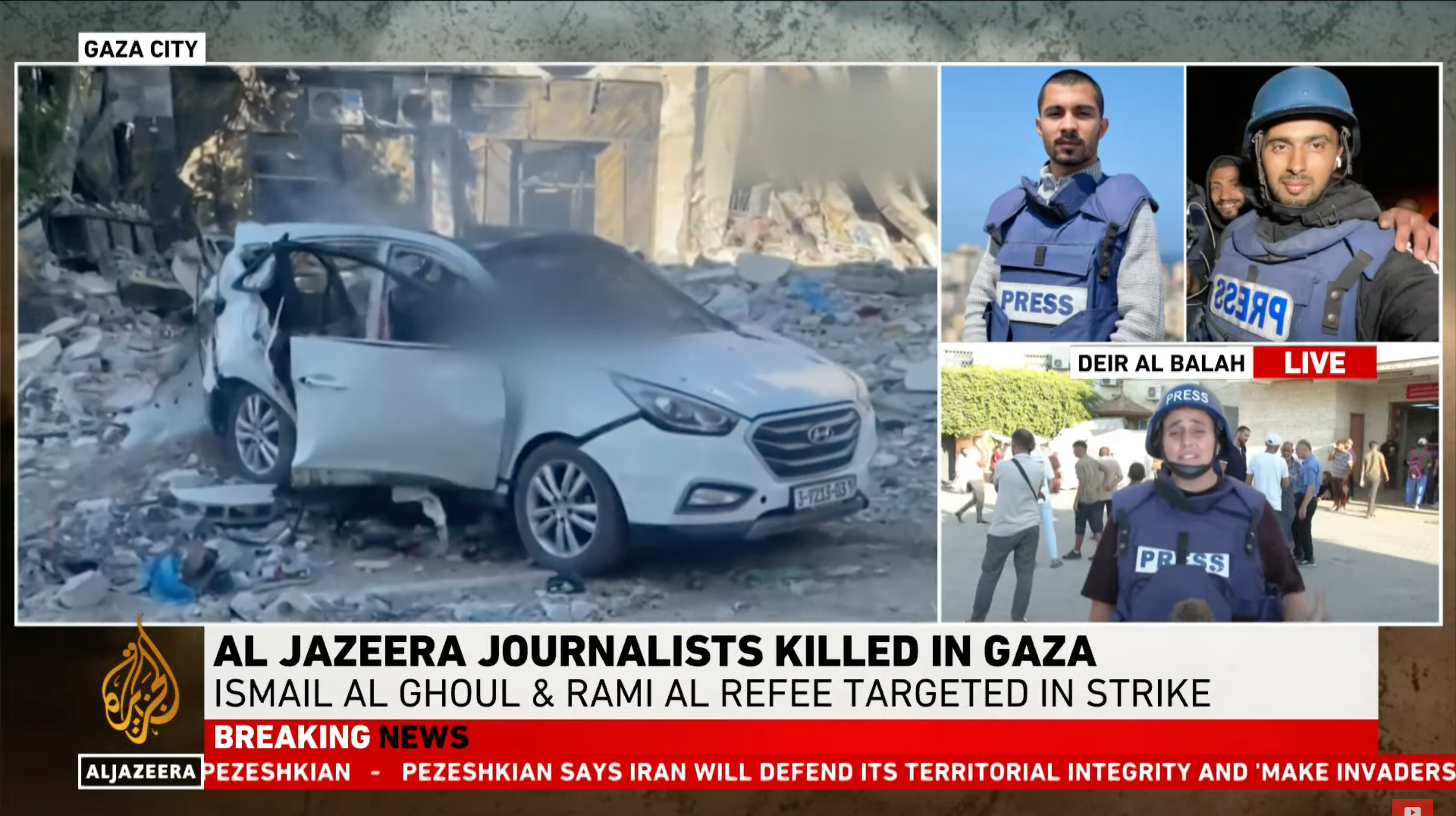 Al Jazeera journalists Ismail Al Ghoul and Rami Al Refee killed in Gaza ...